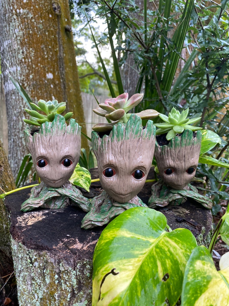 3D Printed RESTING Groot Planter With Drainage. Includes 3” Succulent ...