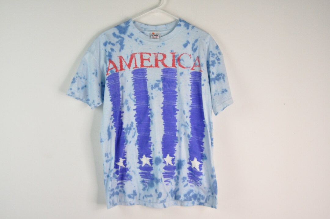 90s America Tee Large 1990s Flag Graphic Tee Single Stitch 90s Tie Dyed ...