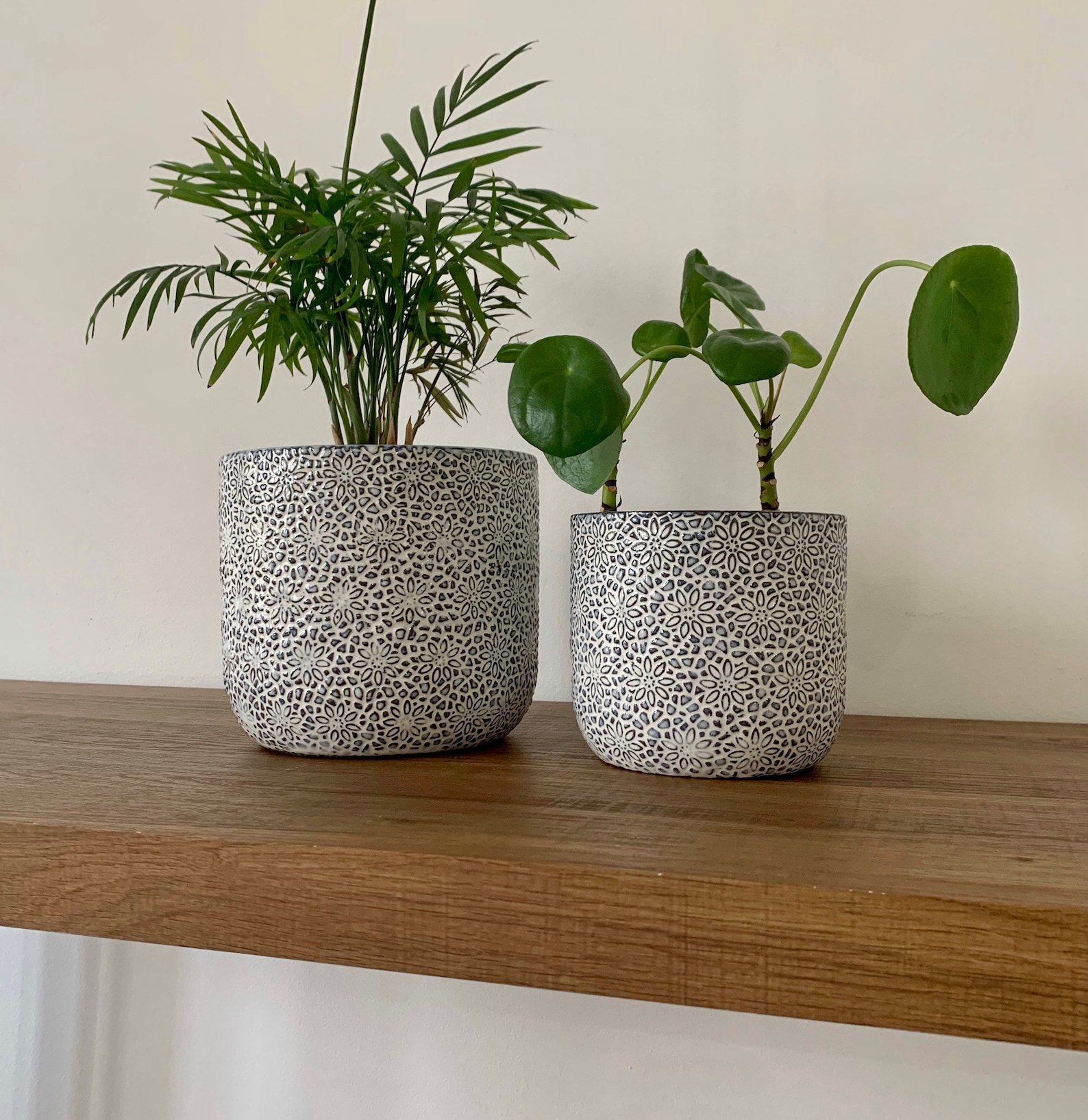 Textured Floral Ceramic Planter Pots | Etsy