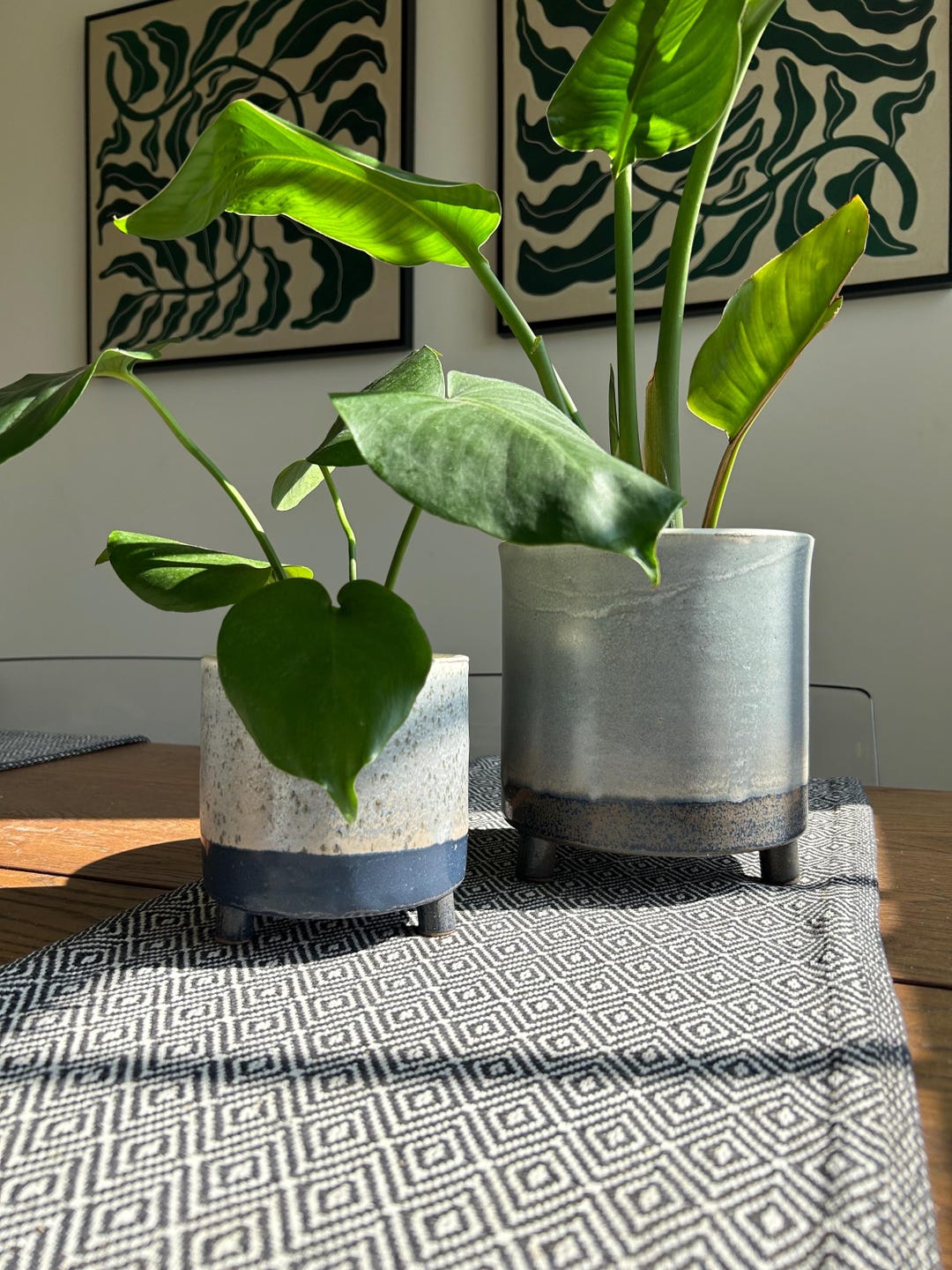 Blue Gradient Ceramic Footed Planter: Minimalist Pottery - Etsy