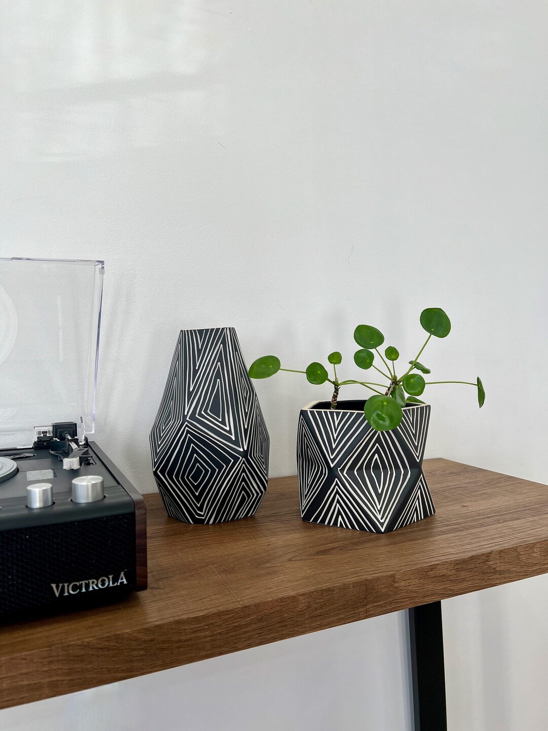 Angular B/W Ceramic Pot and Vase - Etsy
