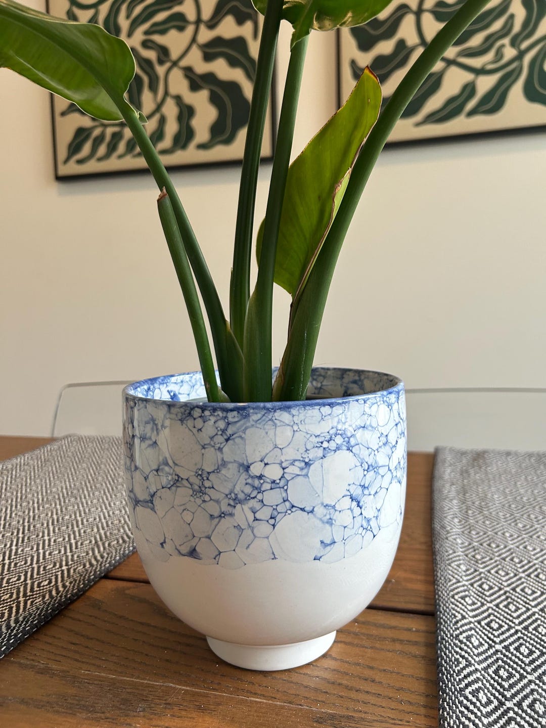 Light Blue Watercolor Ceramic Plant Pot: Indoor Planter, No Drainage - Etsy