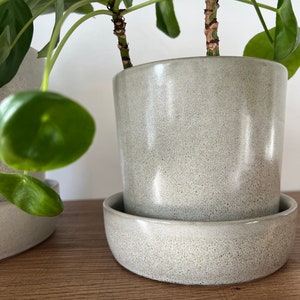 Light Grey Ceramic Plant Pot With Saucer - Etsy