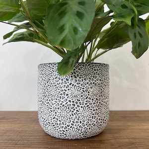 Textured Floral Ceramic Planter Pots - Etsy