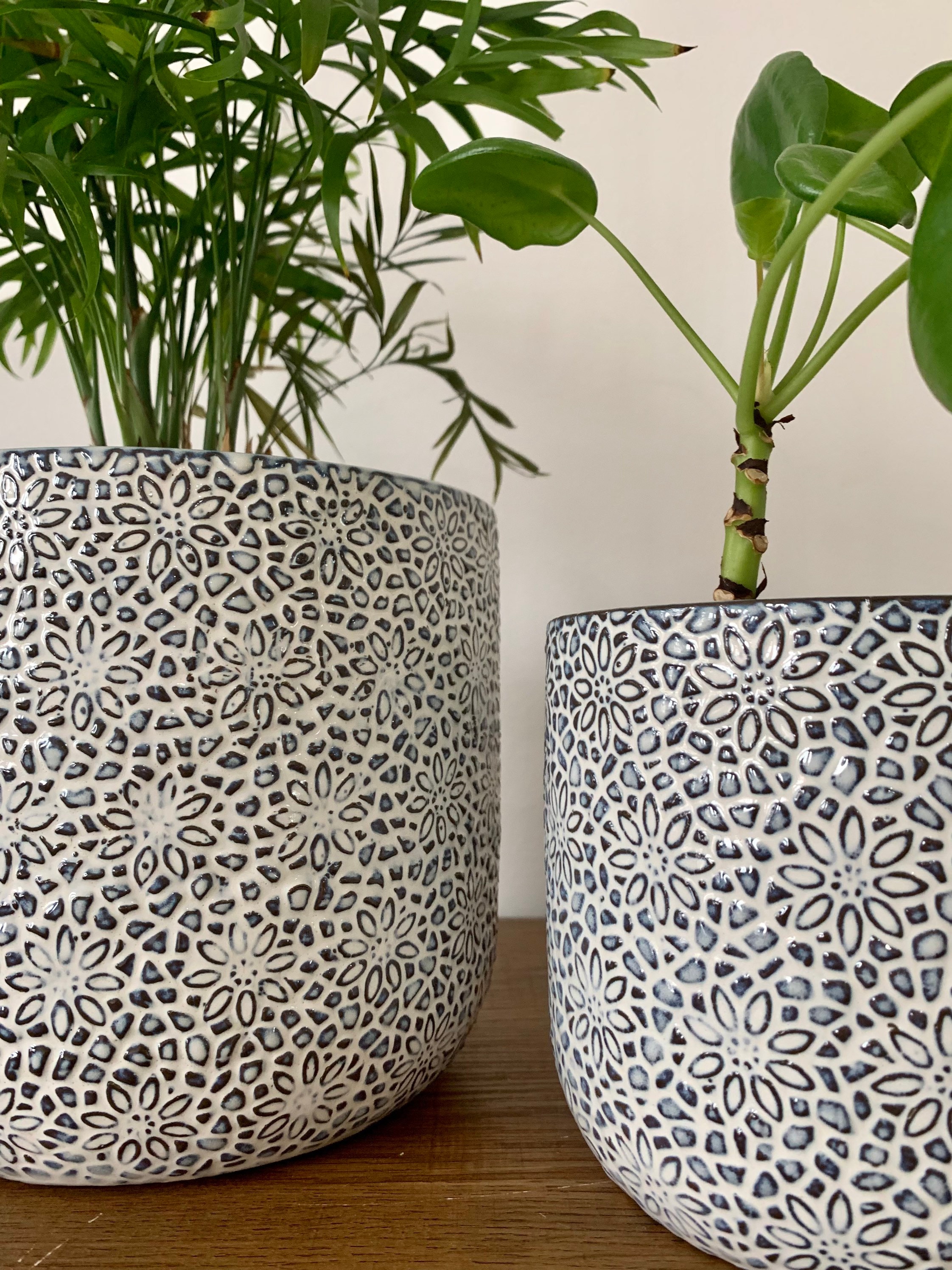 Textured Floral Ceramic Planter Pots - Etsy
