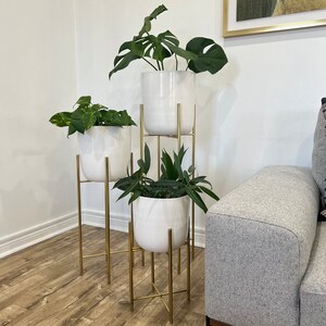 Classic White Metal Planters on Gold Legs/indoor Outdoor Planters/home ...