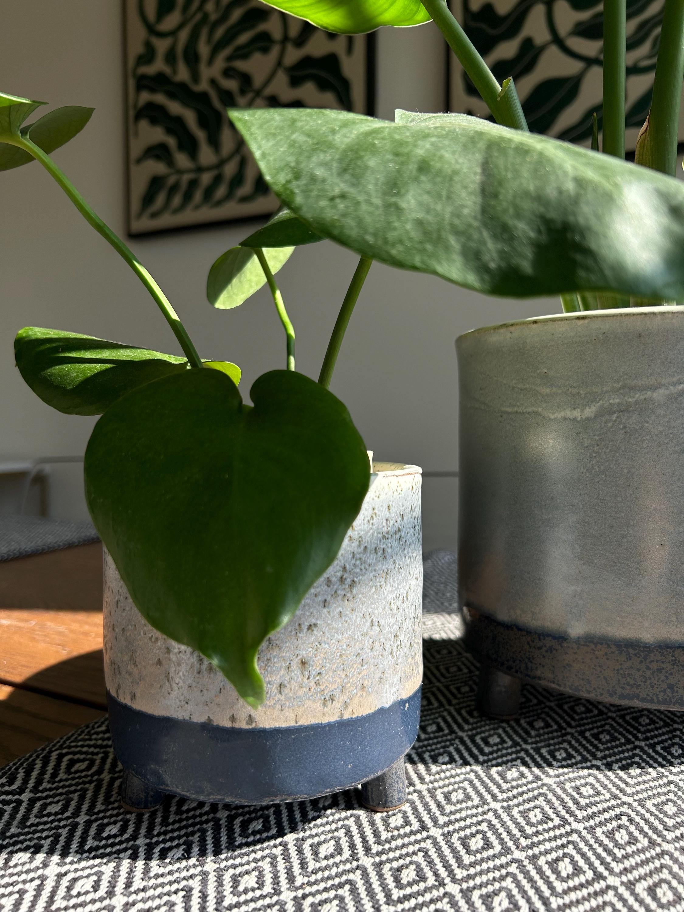 Blue Gradient Ceramic Footed Planter: Minimalist Pottery - Etsy