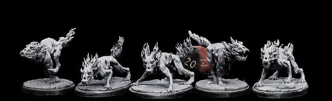 Hell Hounds 3D Print Miniature 4K High Resolution Highlighted by Hand ...