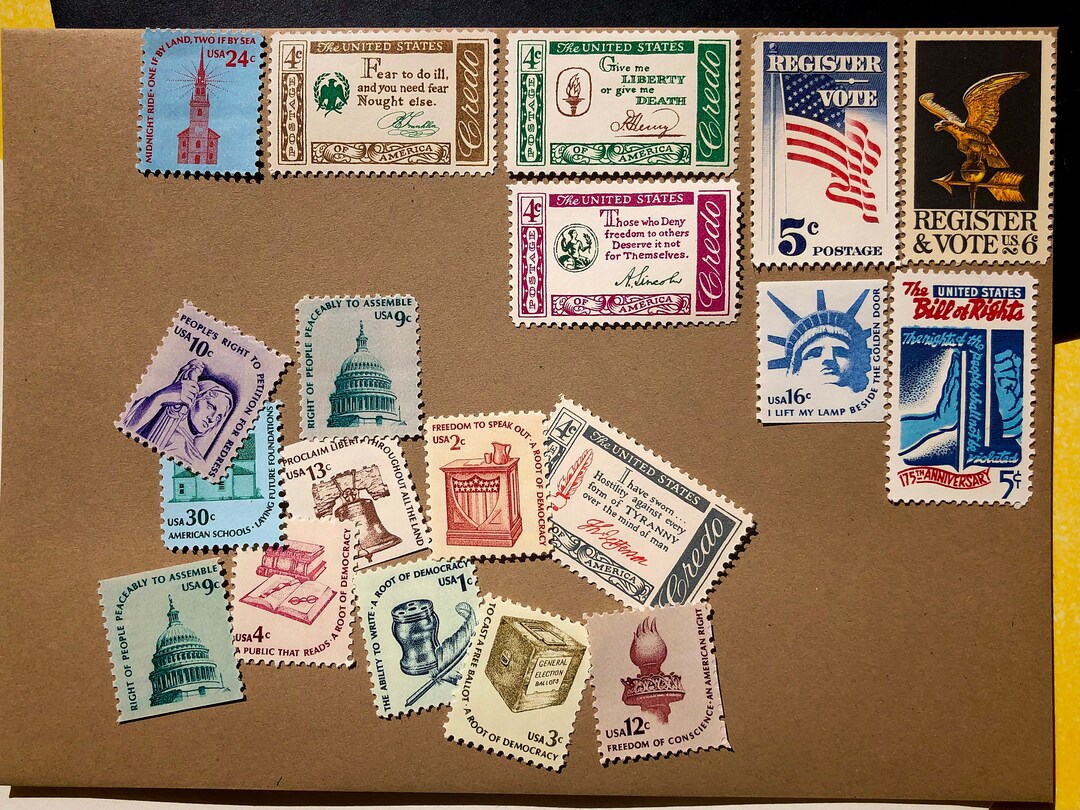 FREEDOM UNITED STATES Vintage Stamps Curated Postage American Rights ...