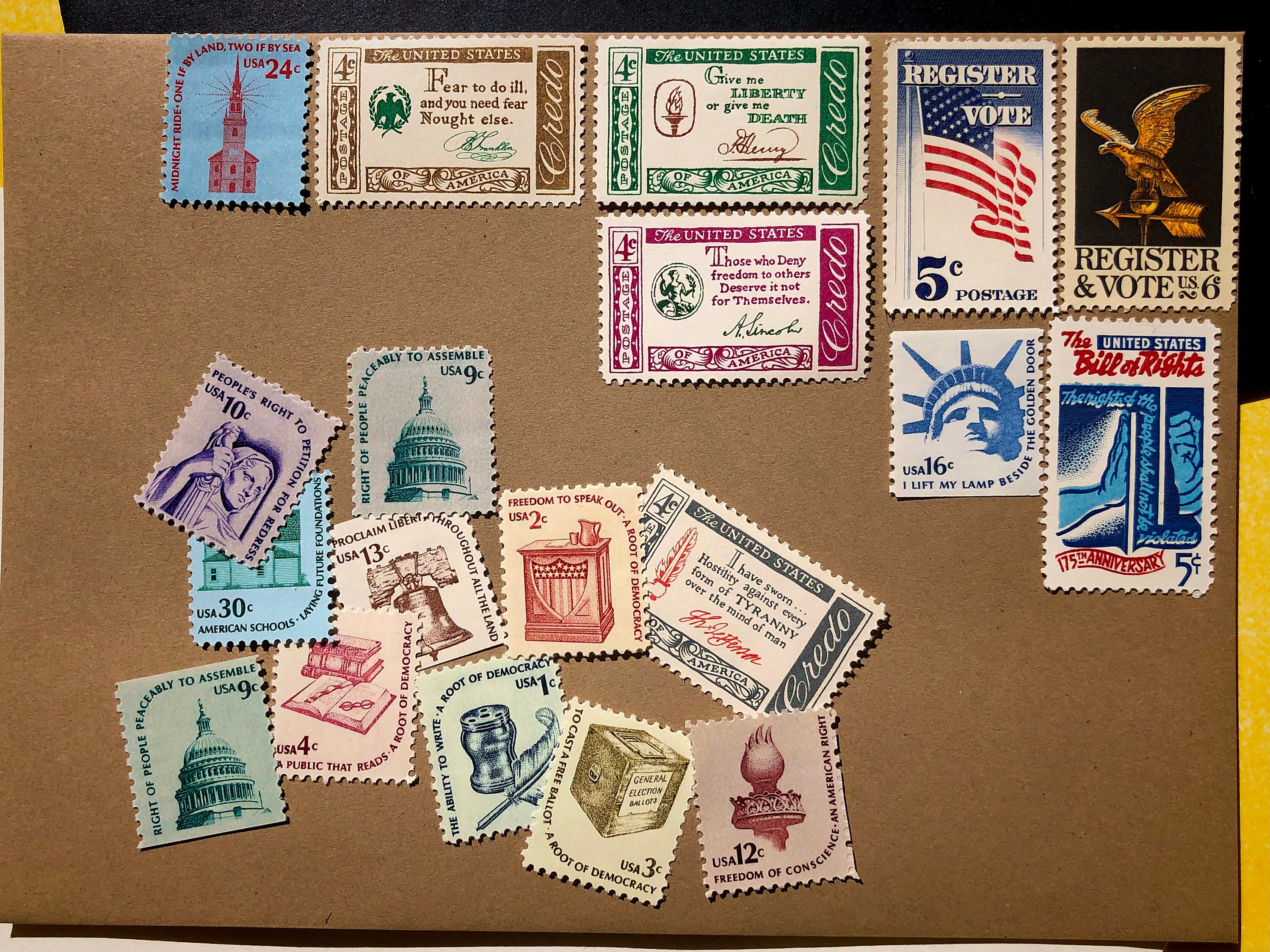 FREEDOM UNITED STATES Vintage Stamps Curated Postage American Rights ...
