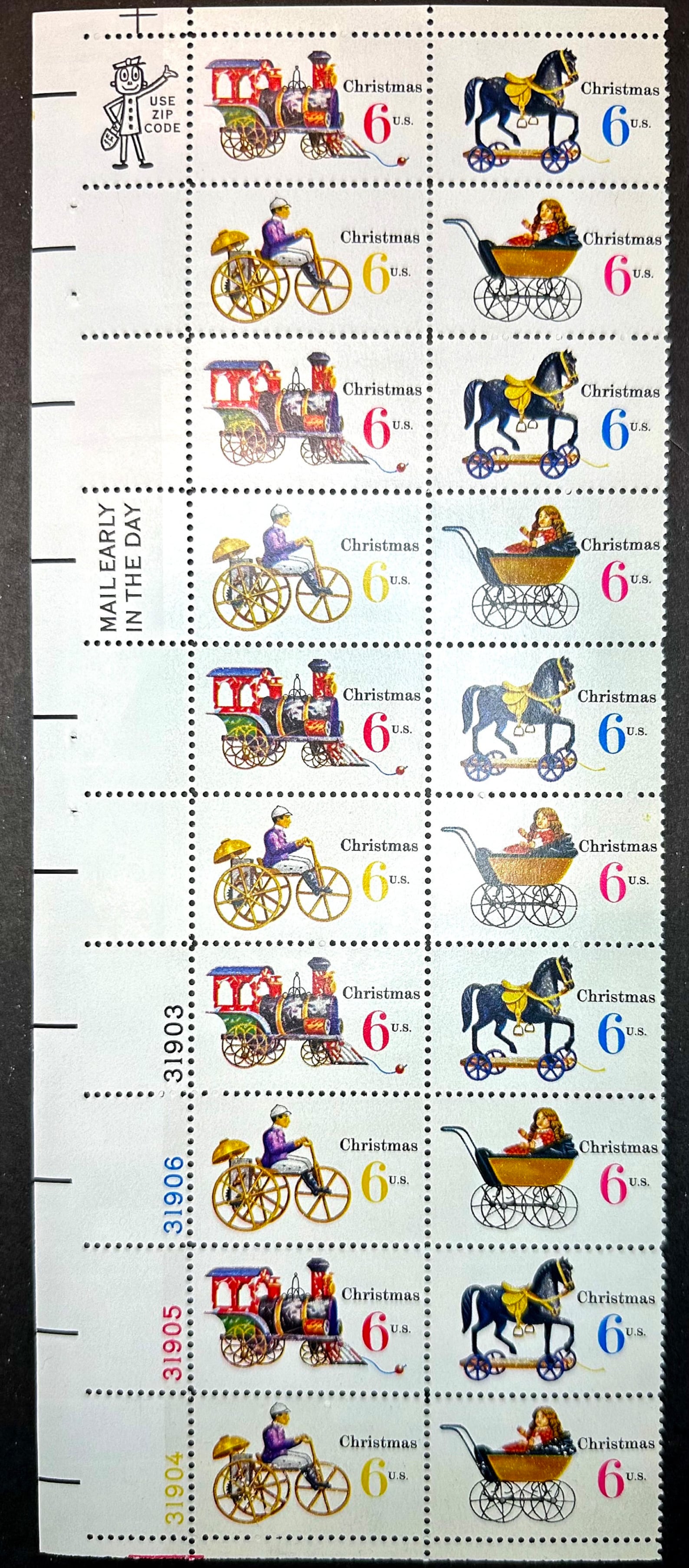 CHRISTMAS Vintage U.S. Postage Stamps 1970, Full Plate Block for ...