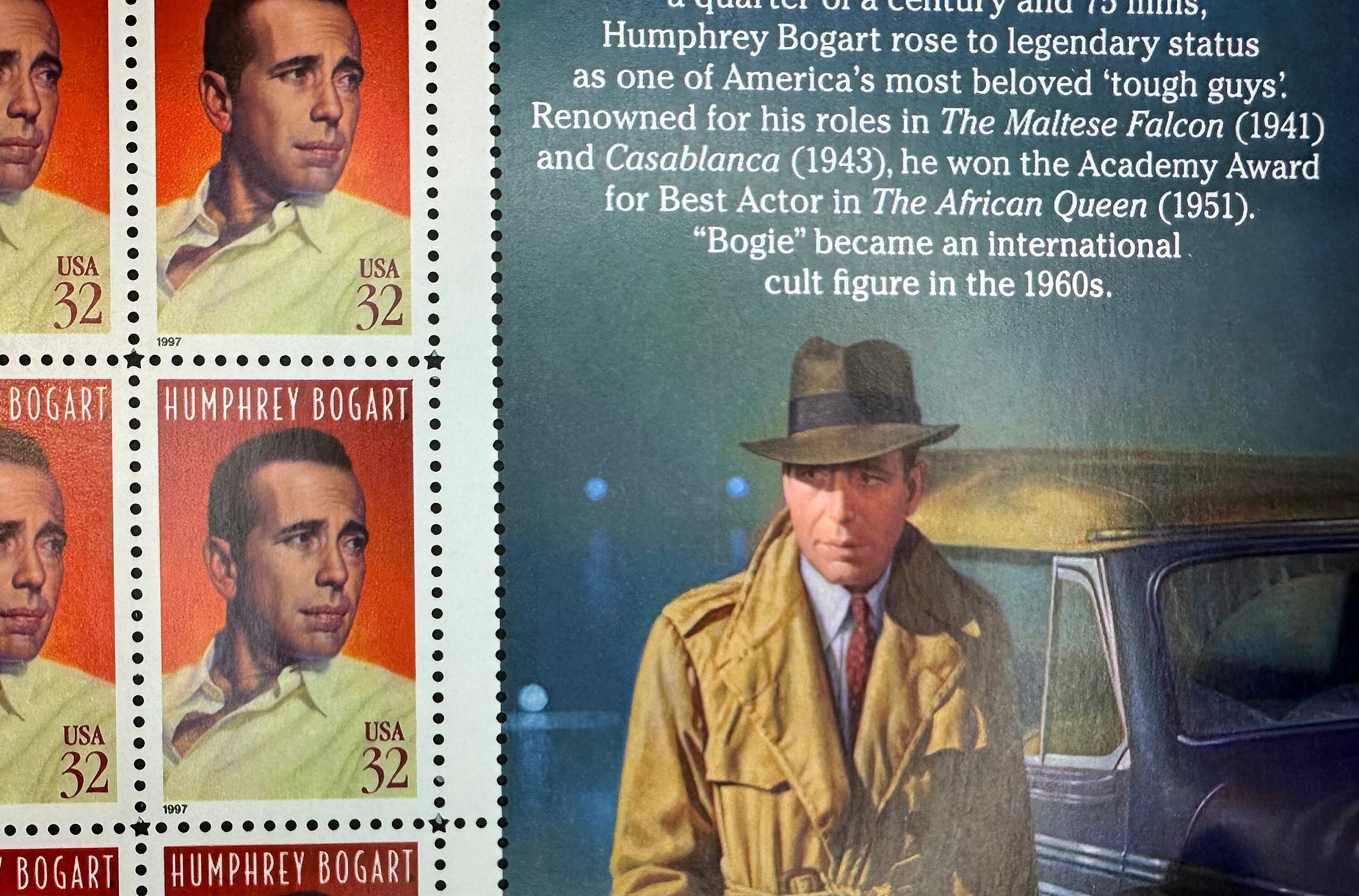 HUMPHREY BOGART Stamp Issue, Full, Mint and Unused Sheet of Stamps From ...