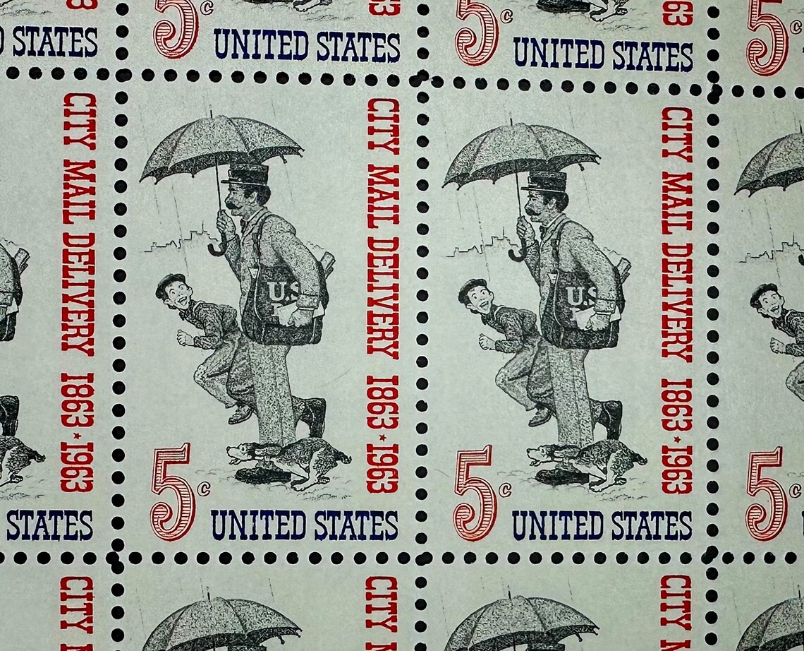 CITY MAIL DELIVERY Issue Vintage Postage Stamps, Norman Rockwell, Full ...
