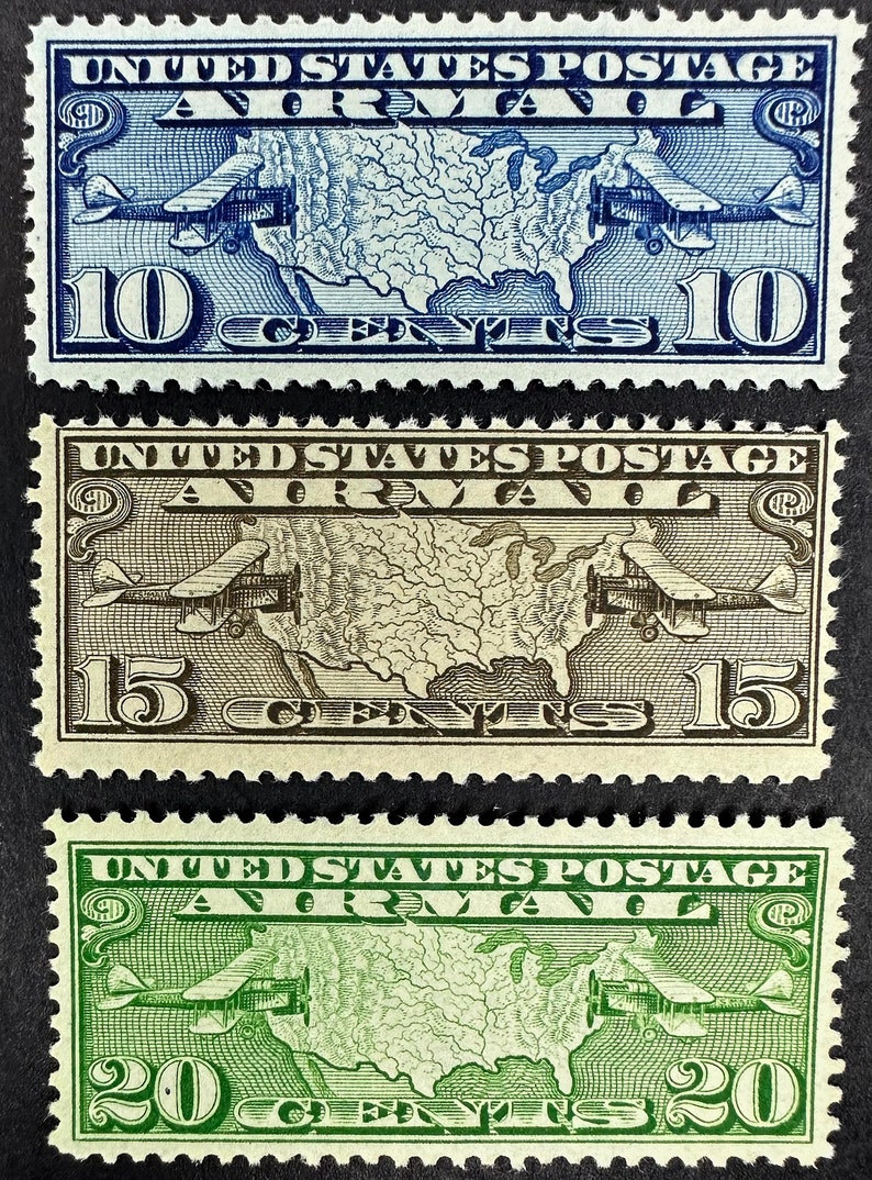AIRMAIL STAMP Set of 3 Nearly 100 YEARS Old! Issued in 1926-27, U.S ...