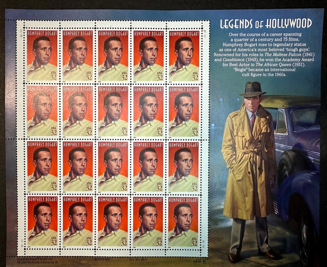 HUMPHREY BOGART Stamp Issue, Full, Mint and Unused Sheet of Stamps From ...