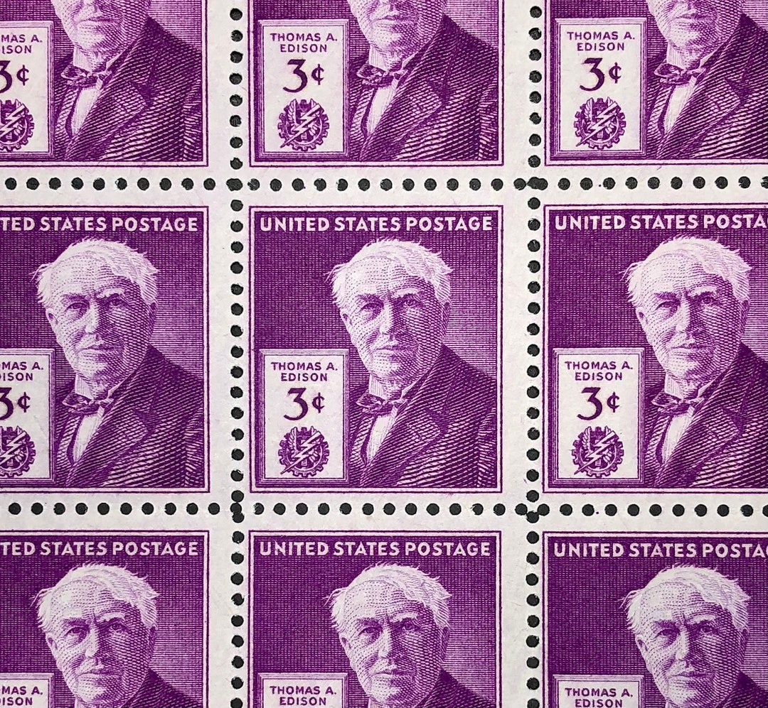 Vintage Postage Stamps THOMAS EDISON in a Full Unused and - Etsy