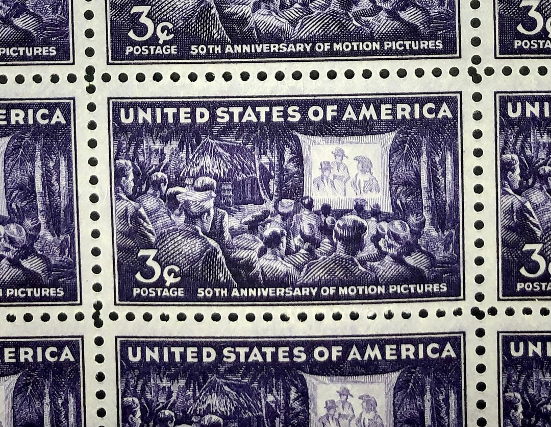 MOTION PICTURES, Vintage Postage Stamps, Full, Mint and Unused Sheet of ...