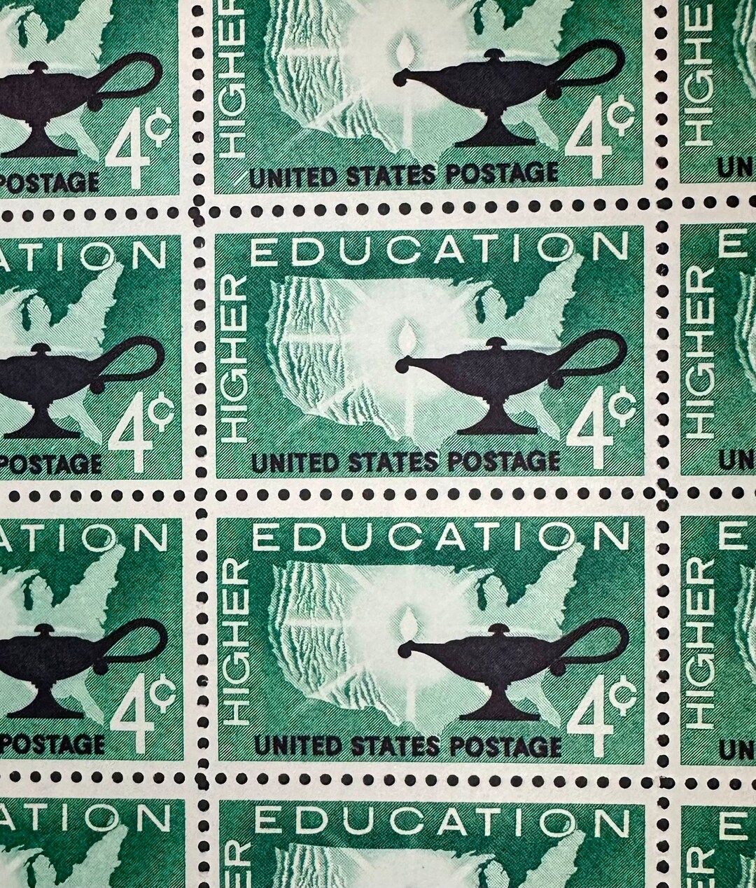 EDUCATION Vintage U.S. Postage Stamps, Full, Mint and Unused Sheet of ...