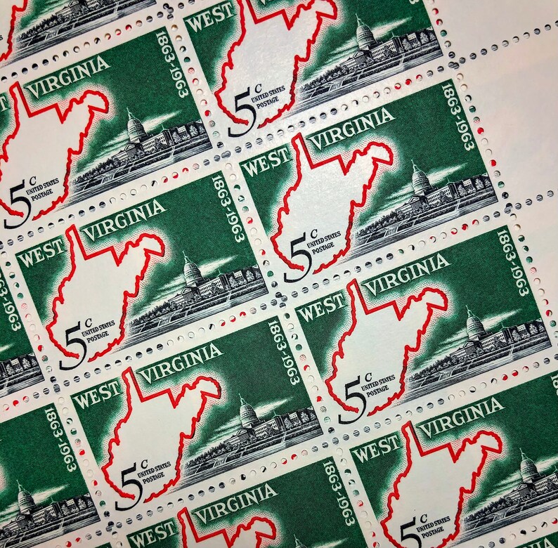 WEST VIRGINIA in Vintage Postage Stamps 3 Full Unused Sheets ...