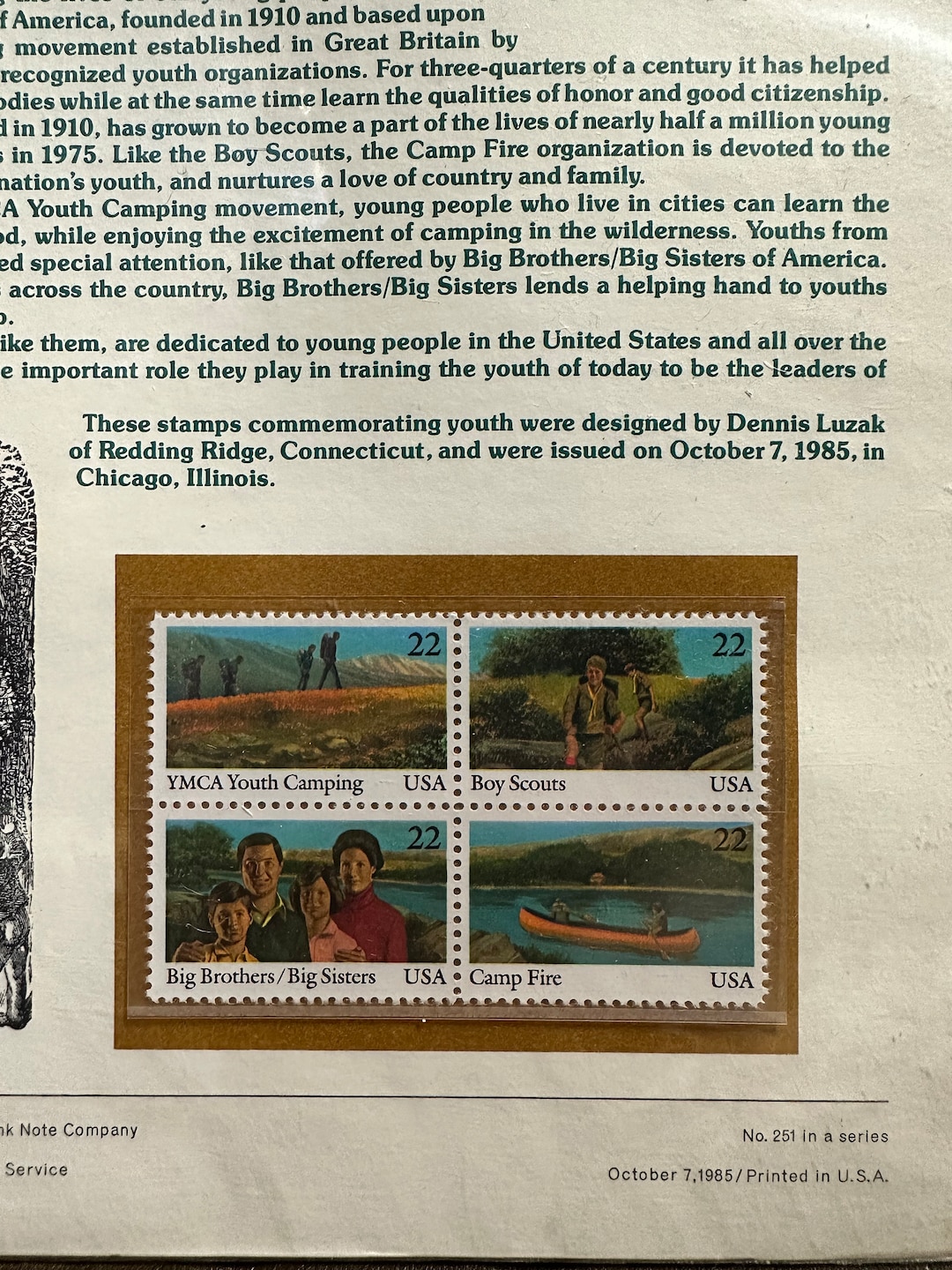 YOUTH Celebrated American Commemoratives Vintage Postage Stamp Issue ...