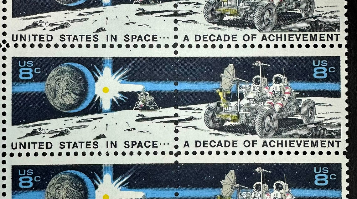 SPACE ACHIEVEMENT Vintage U.S. Postage Stamps, Mint, Usable Plate Block ...