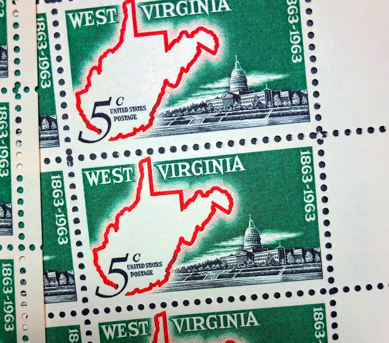 WEST VIRGINIA in Vintage Postage Stamps 3 Full Unused Sheets ...