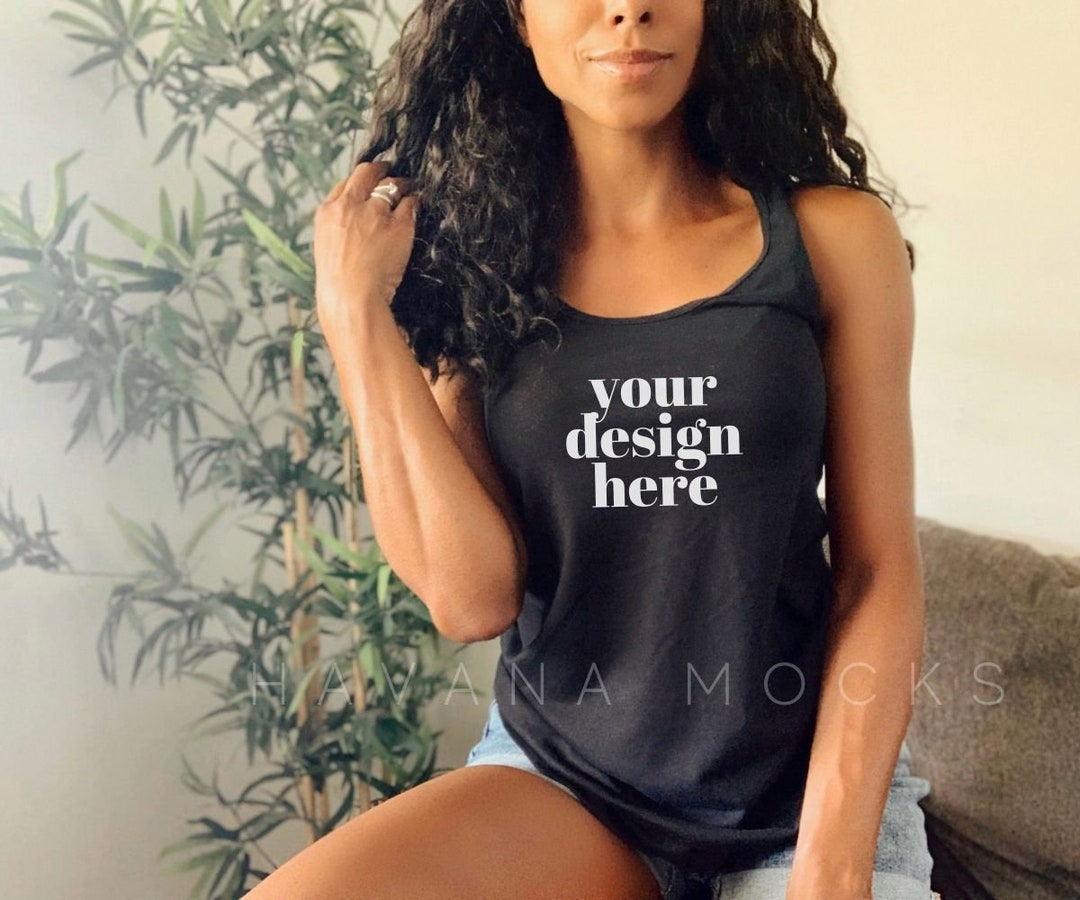 Black Model Mockup, Next Level 1533 Black Mockup, Black Tank Model Mock ...