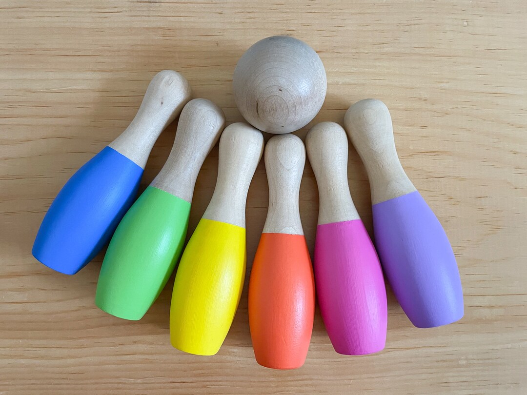 Wooden Bowling Set for Kids - Montessori Toddler Game - Etsy