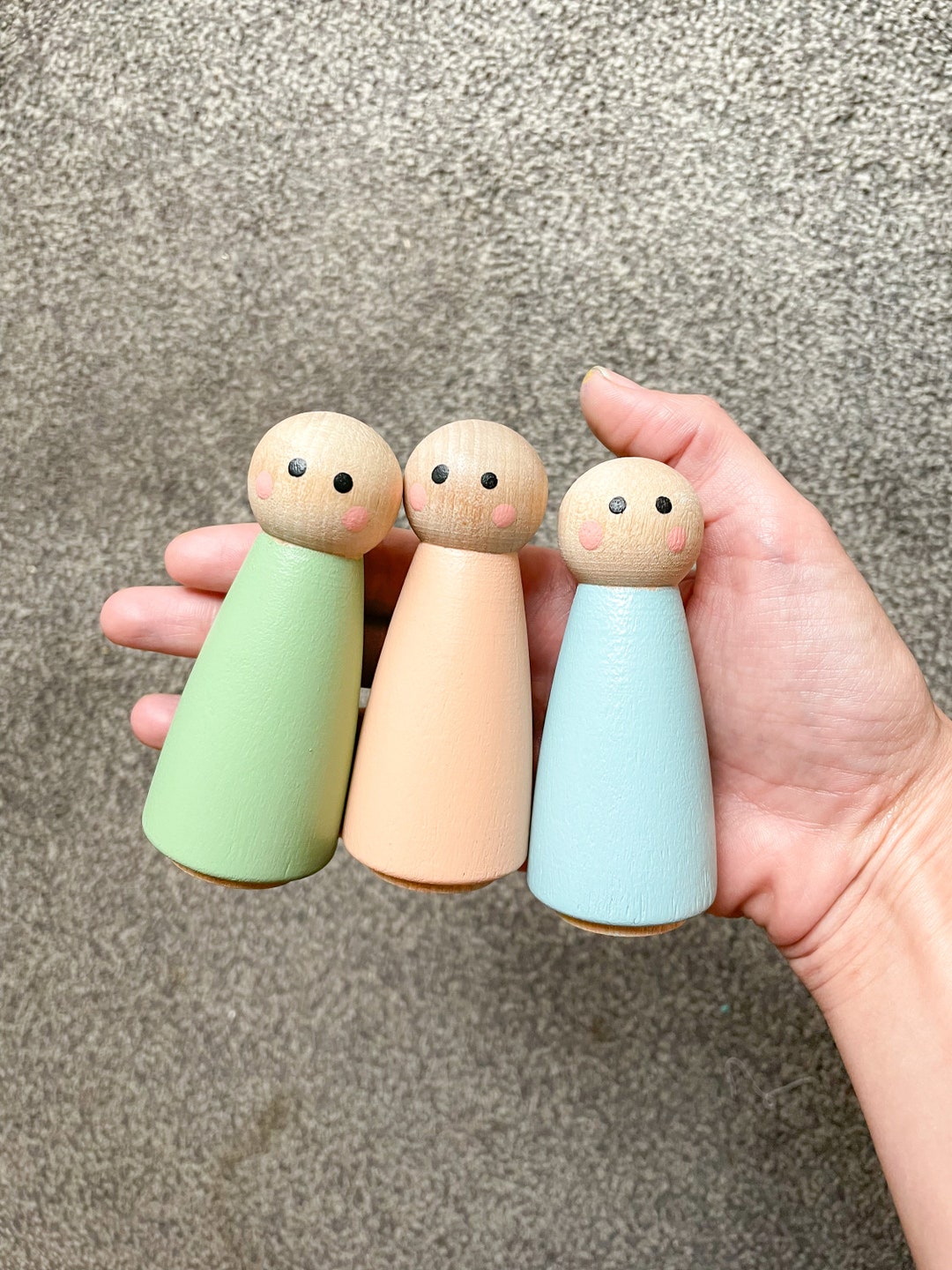 Large Wooden Peg People - Handmade Peg Dolls - Etsy