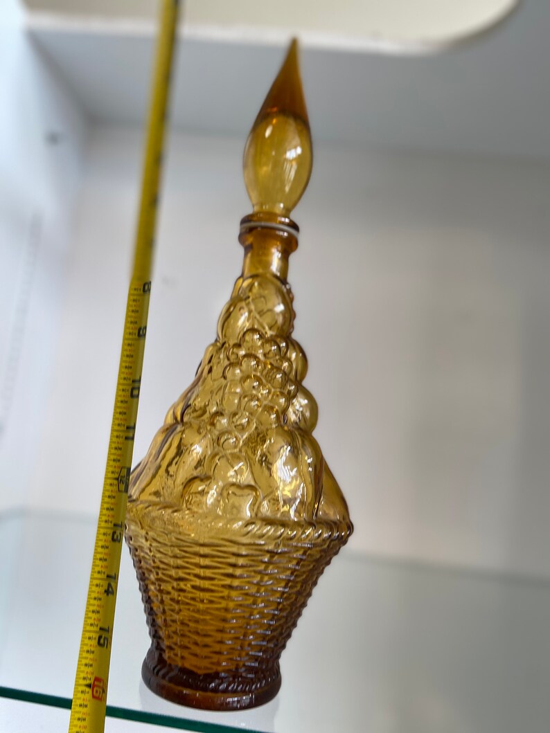 Vintage Tall Amber Glass Decanter - Etsy