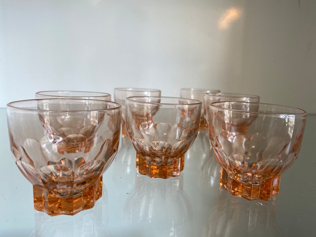 Pink Vintage French 7 Piece Glass Set - Etsy
