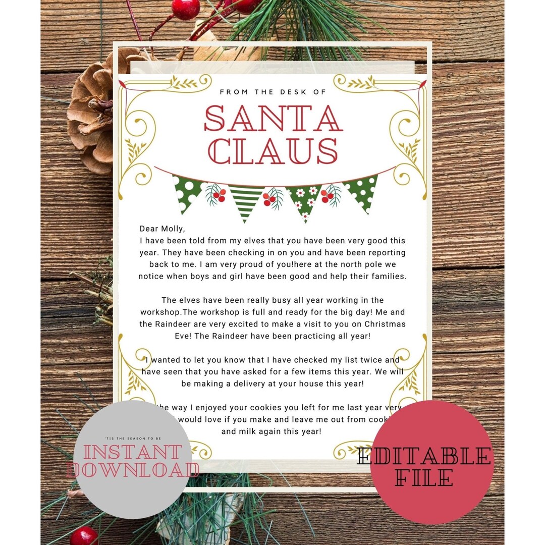 Editable Letter From Santa: Printable Christmas DIY (PDF Download) - Etsy