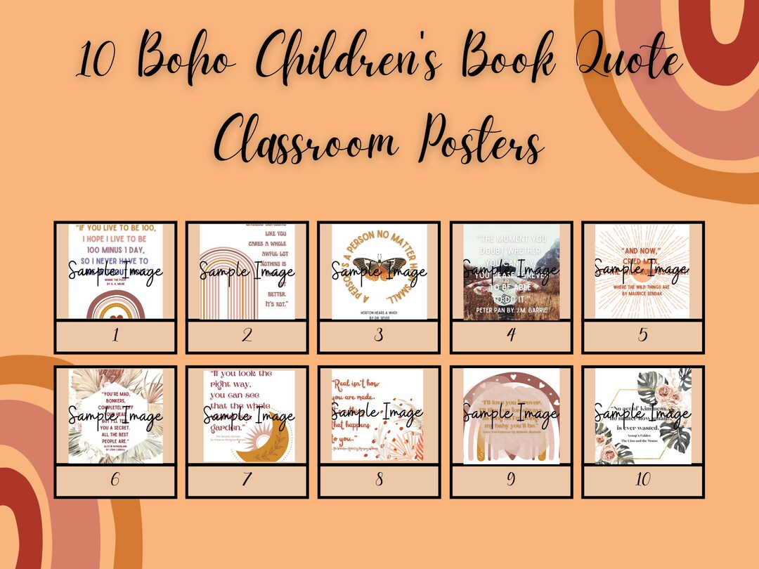 10 Boho Children's Book Digital Download Quote Elementary Classroom ...