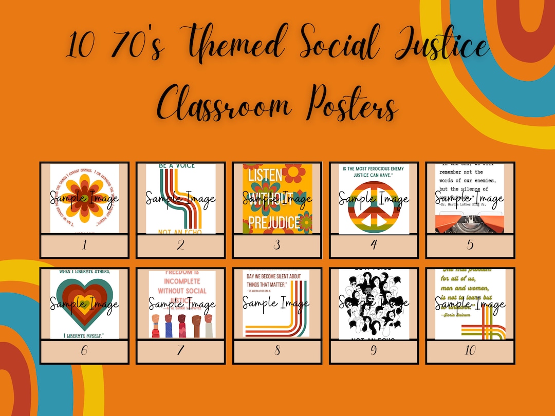 10 Vertical 70's Themed Inspirational Social Justice Digital Download ...