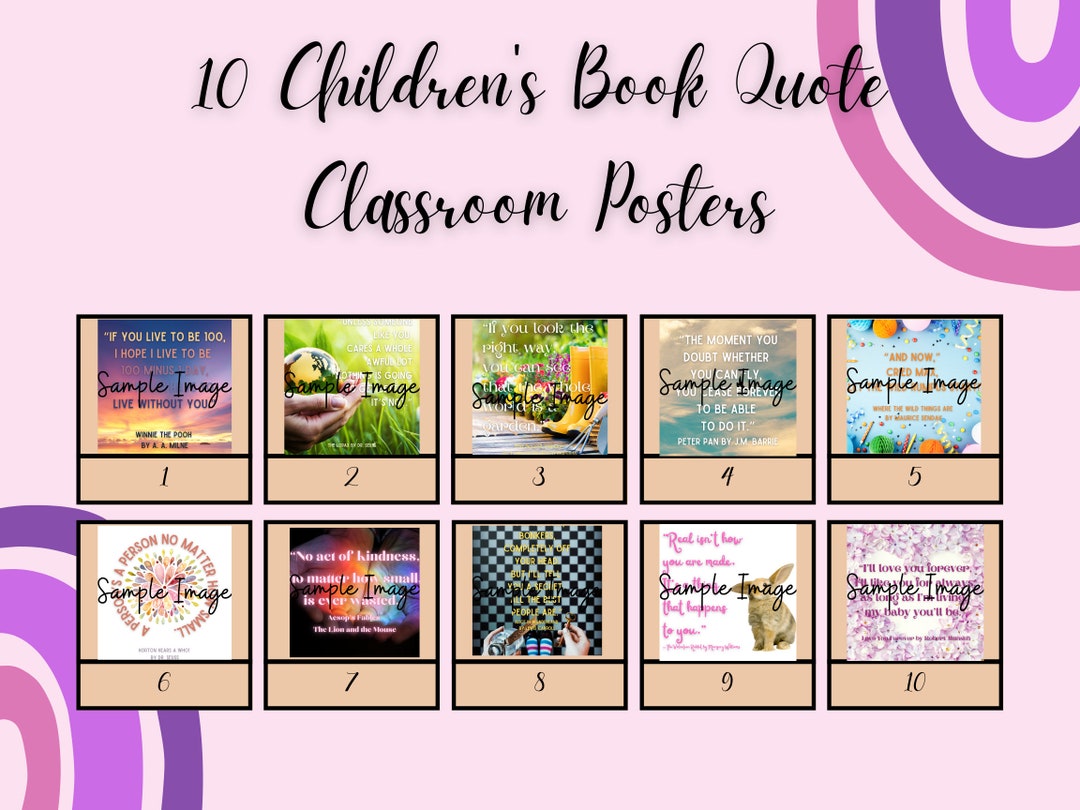 10 Children's Book Digital Download Quote Elementary Classroom Posters ...