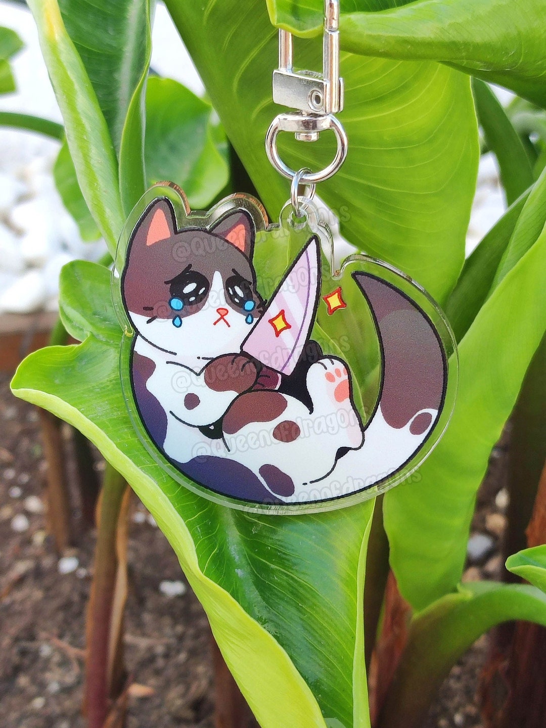 Sad Knife Cat Acrylic Keychains - Etsy