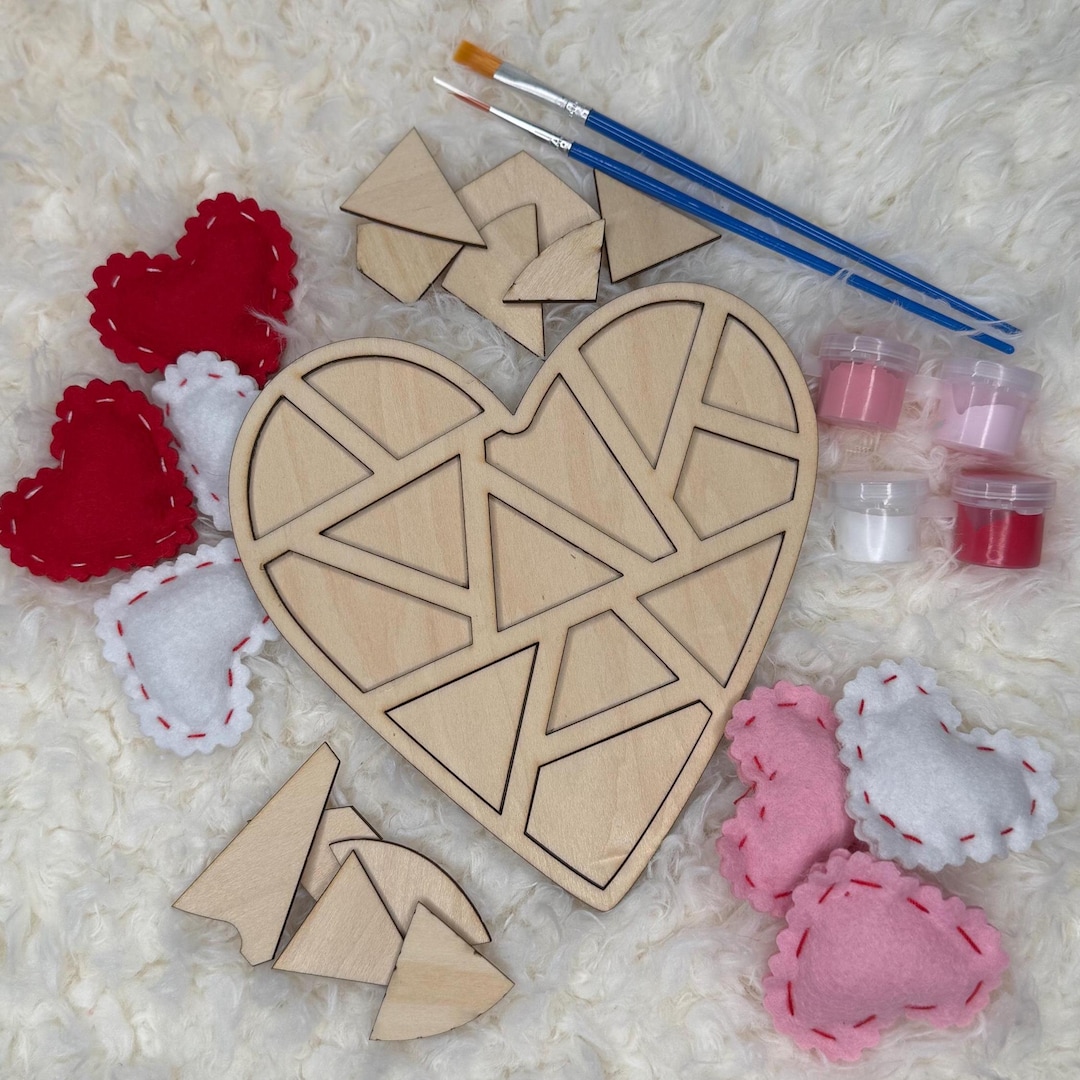 Valentine Mosaic Heart | Wooden Art Kit | Paint Party | Vday Activity ...