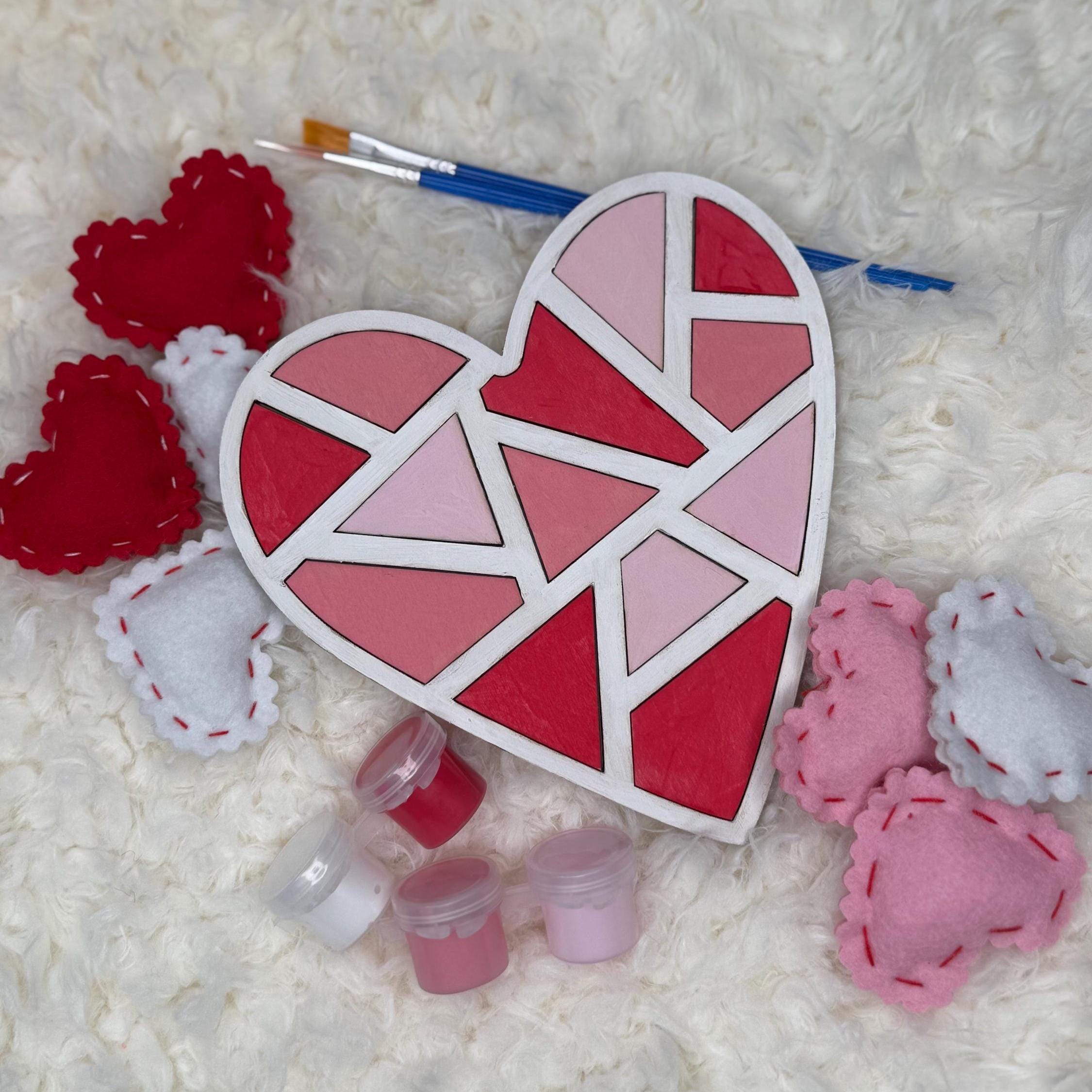 Valentine Mosaic Heart | Wooden Art Kit | Paint Party | Vday Activity ...