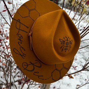 Hand Burned Wide Brim Hat Honey Bee - Etsy