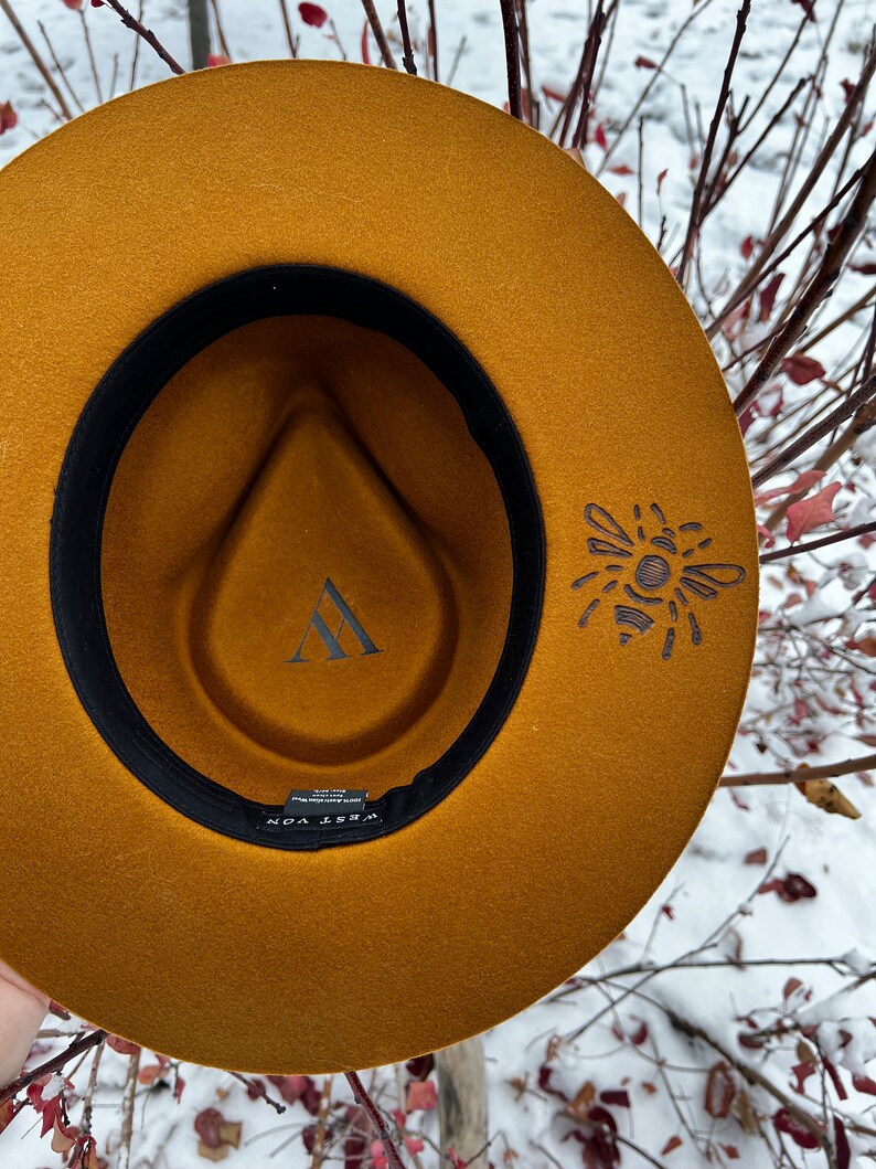 Hand Burned Wide Brim Hat Honey Bee - Etsy