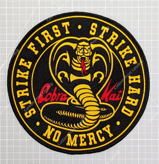 Cobra Kai Strike First, Strike Hard Embroidered Logo Patch - Coplay Costume Patch - Etsy