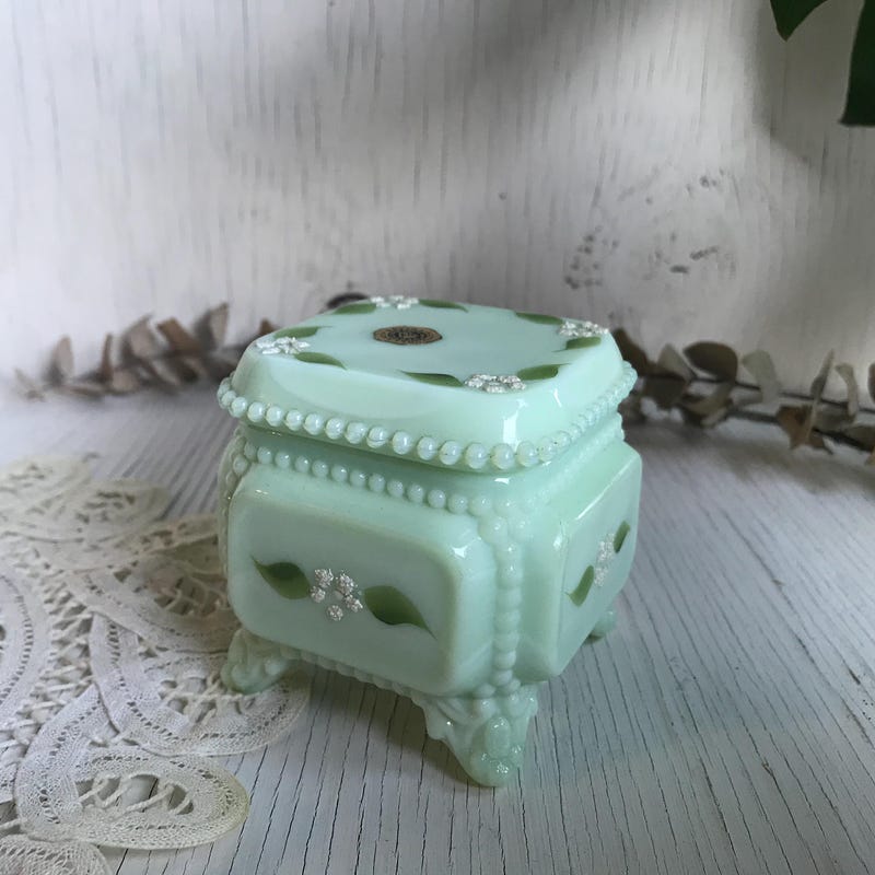 Milk Glass Jewelry Box - Etsy