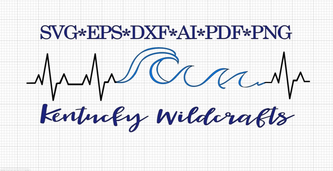 Heartbeat EKG Wave Ocean Life Digital Cut Files and Printables Svg, Dxf ...