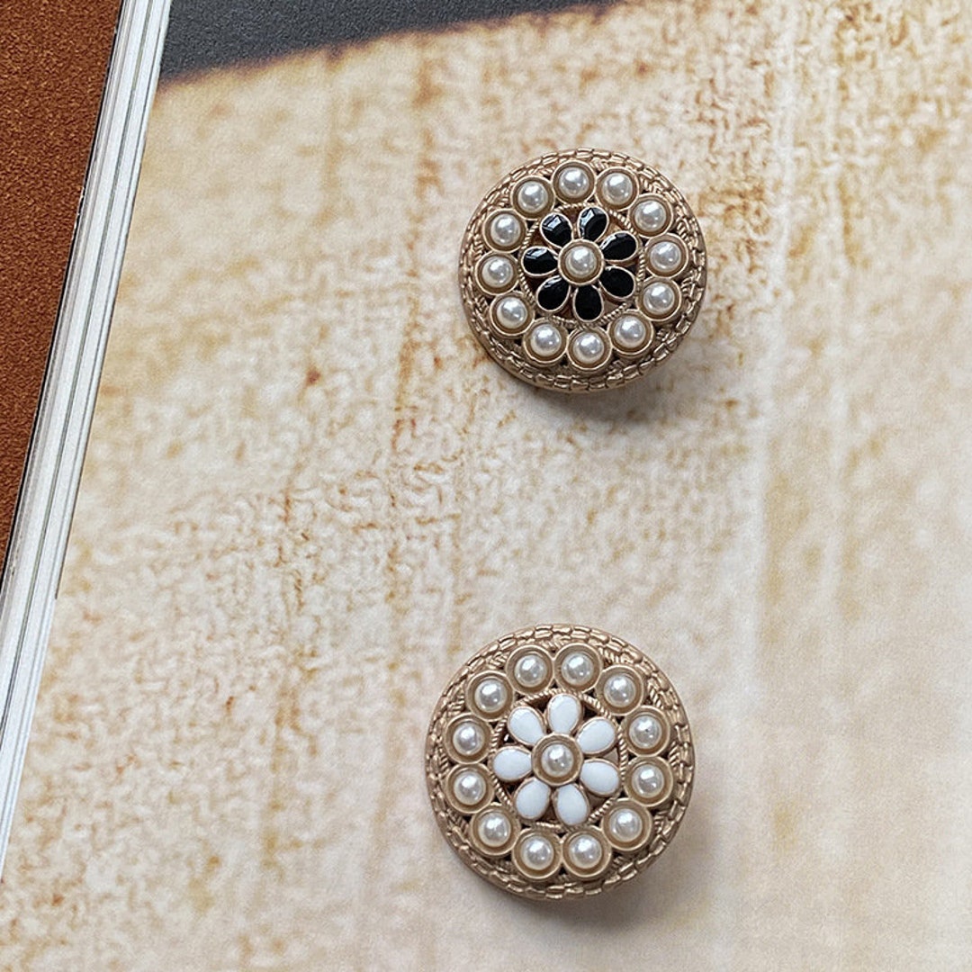 Metal and Pearl Dome Shank Buttons Gold and Silver Fashion - Etsy