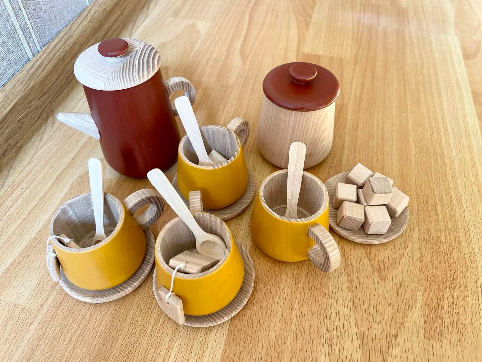 Wooden Tea Set for Kids Wooden Play Kitchen Accessories - Etsy