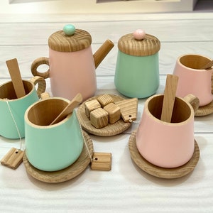 Wooden Tea Set Toy Pretend Play Tea Set Kids Wooden Toys - Etsy