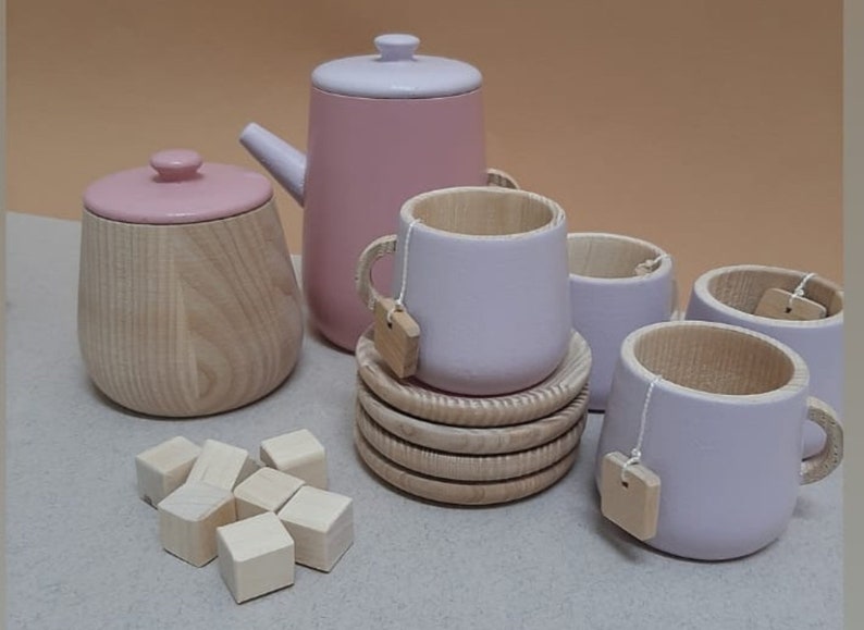 Wooden Tea Set for Kids Wooden Play Kitchen Accessories - Etsy