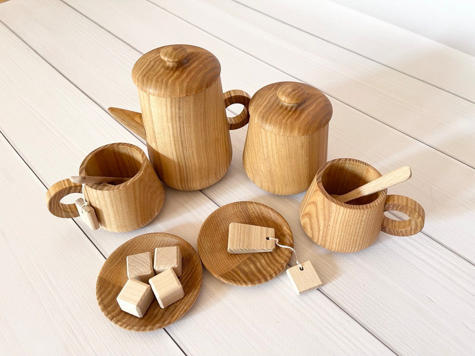 Wooden Tea Set Toy Pretend Play Tea Set Kids Wooden Toys - Etsy