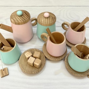 Wooden Tea Set for Kids Wooden Play Kitchen Accessories - Etsy