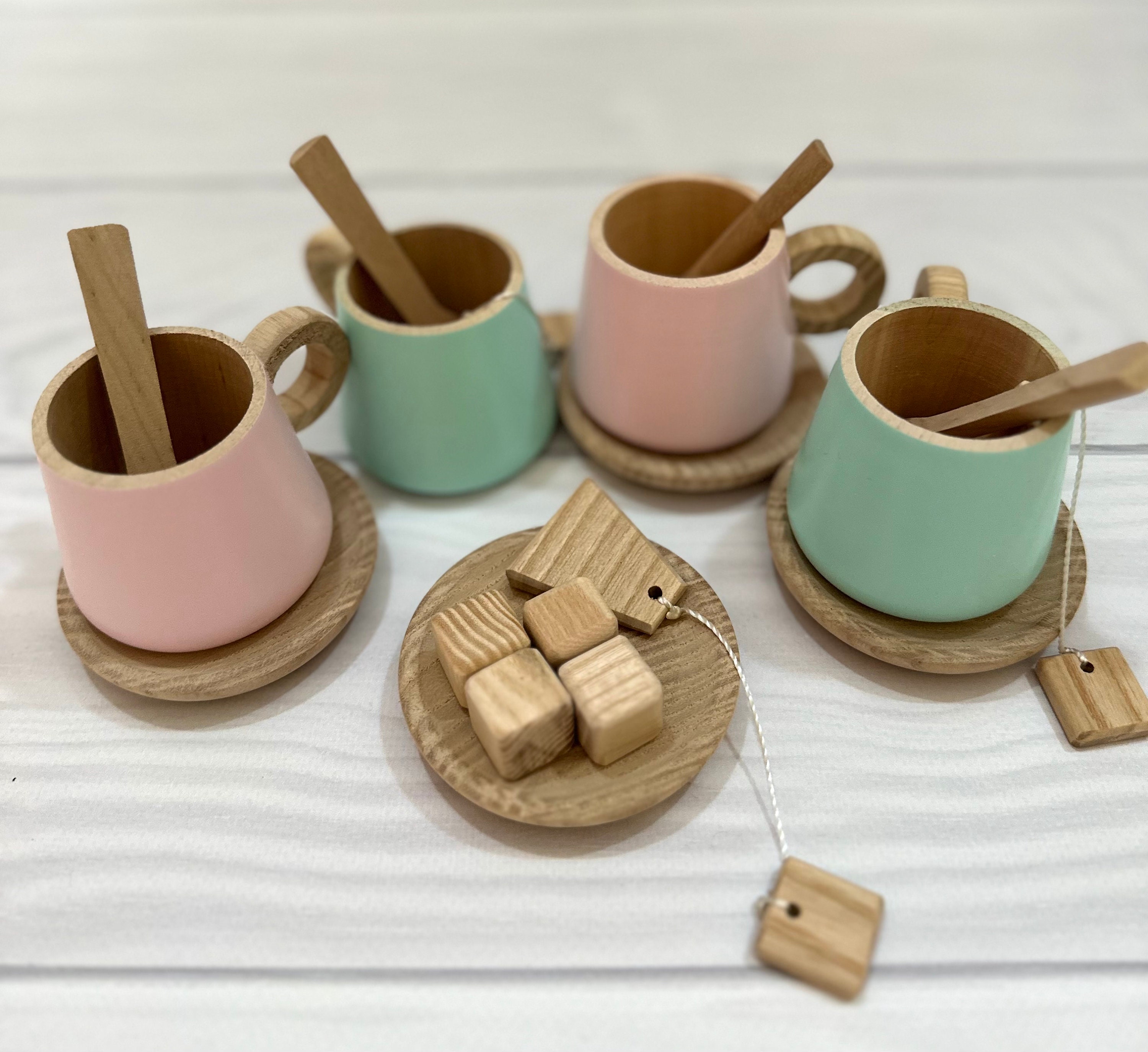 Wooden Tea Set for Kids Wooden Play Kitchen Accessories - Etsy